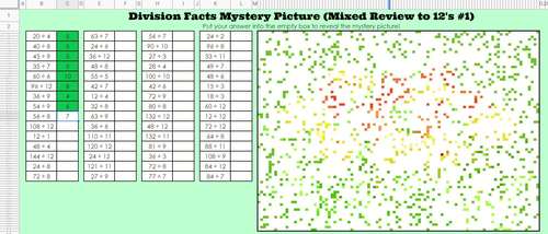 Spring Digital Mystery Picture for Division Facts to 12's | Math Fact ...