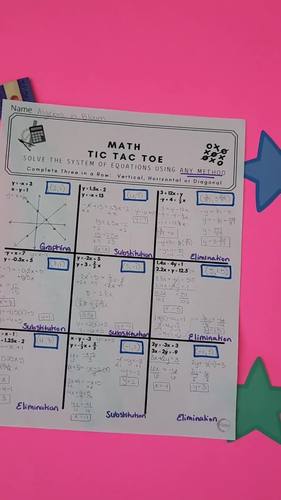 Math Tic Tac Toe // Solving System of Linear Equations Activity | TPT
