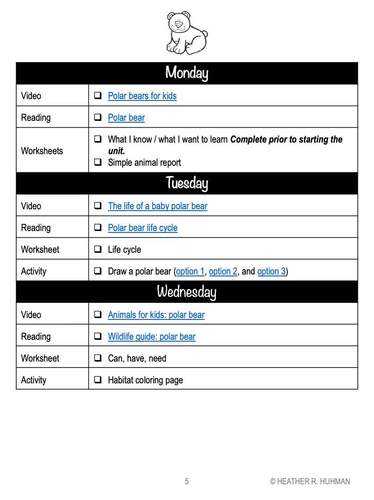 Polar Bear Unit (Arctic Animals Lesson Plan, Videos, Activities)