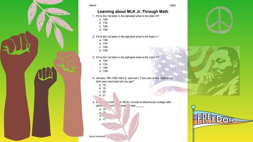 Martin Luther King Jr. Day Black History Month Math Activities Practice ...