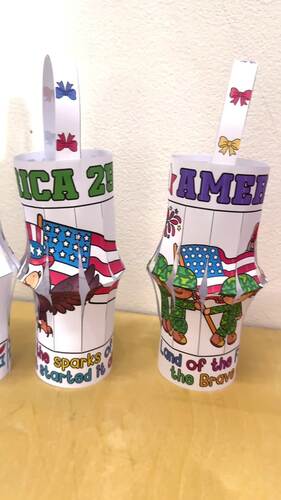 America 250 Paper Lantern Craft Activity | Patriotic Coloring Craft for ...