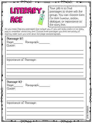 Literature Circle Role Sheets by Mrk Resources | TPT