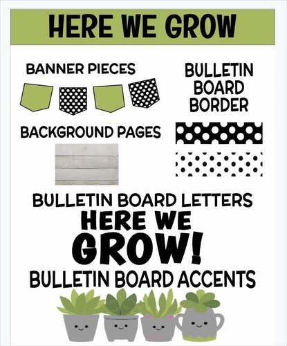 Here We Grow | Bulletin Board | Back to School | Welcome | Classroom Decor