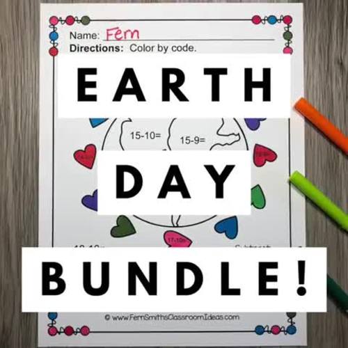 Earth Day Color By Number Addition Subtraction Multiplication Division ...