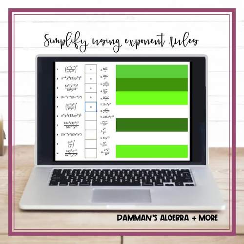 Simplify Expressions using Law of Exponents | holiday self-checking reveal