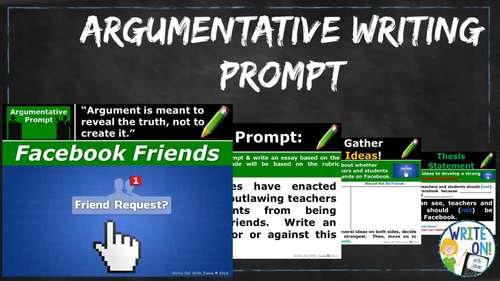 Argumentative Writing Essay Prompt Facebook Friends | Distance Learning