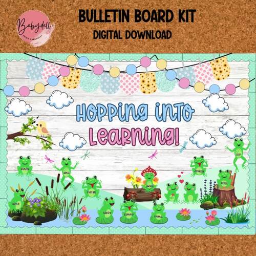 Spring March Bulletin Board Kit April Door Decor Frog Classroom Decor