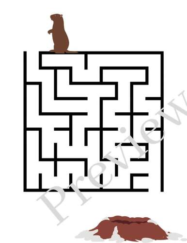 Groundhog Day Game of Maze Puzzles Fun and Colorful Worksheets Early ...
