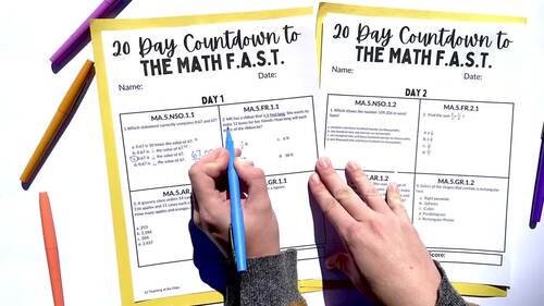 Florida B.E.S.T. Math Test Prep for the FAST 5th Grade Spiral Review Bundle