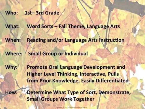 Word Sort - Fall Theme - Differentiated - Cut and Sort by MonicaCreates