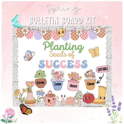 Retro Plant Kindness Spring Bulletin Board Kit, April and May Bulletin ...