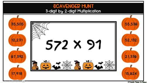 Halloween Themed Scavenger Hunt - Multi-Digit Multiplication - 3-digit ...