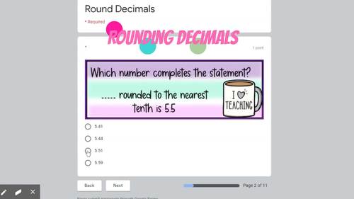5th Grade Round Decimals Quiz Google Classroom by Loving Math | TPT