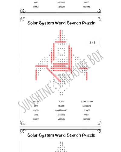 Solar System Word Search Puzzles | Solar System and Planets Activity Set 1