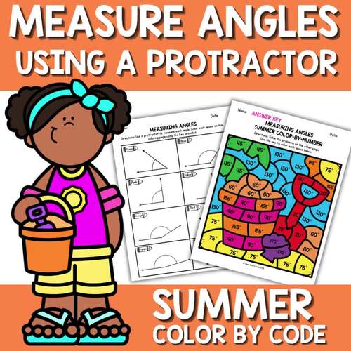 Measuring Angles with a Protractor | Summer Themed Color by Code Math ...