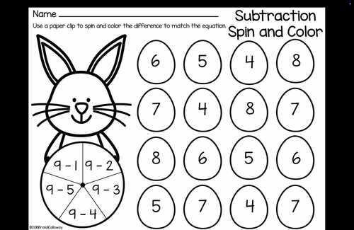 Subtraction Facts to 10 Spin and Color- Easter Theme by Calloway's Corner