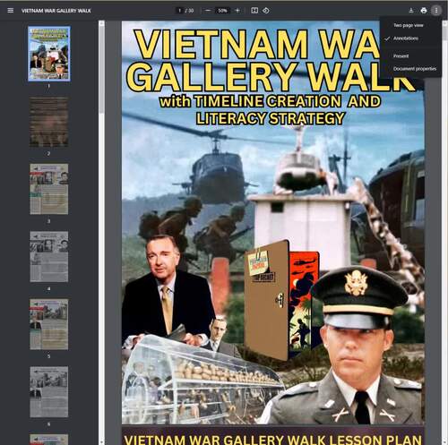 VIETNAM WAR GALLERY WALK and LITERACY STRATEGY (with Key) by Just Add ...