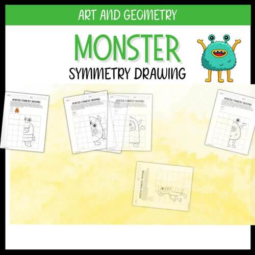Monster Drawing Symmetry Worksheets, Classroom Activity, Art Sub Plan