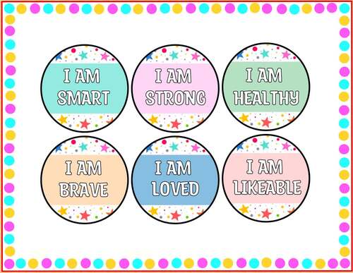 Printable Modern Bright Stars Positive Students Affirmation Station Labels