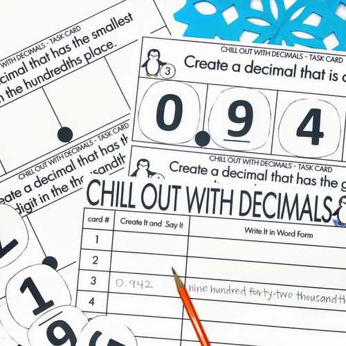 Winter Math 5th Grade Read Write Add Subtract Decimals Interactive ...