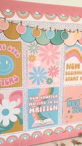 New Year Posters and Bulletin Board Display Retro Classroom Posters