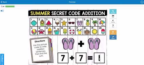 Addition and Subtraction Facts Boom Cards First Week of School Activities