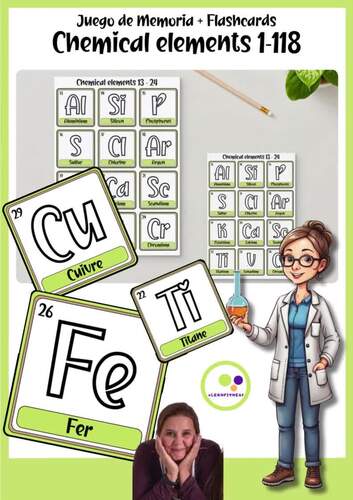 Spanish: Elementos químicos | Juego de Memoria + Flashcards | Elements Game