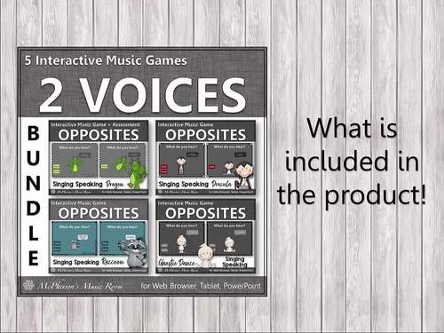 Speaking Voice or Singing Voice Interactive Music Games 2 VOICES {Bundle}