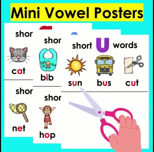 Short Vowels 60 cvc Words Cut and Glue Worksheets & Sorting & Science ...