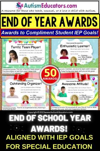 End of Year Awards for Special Education and Autism by Autism Educators