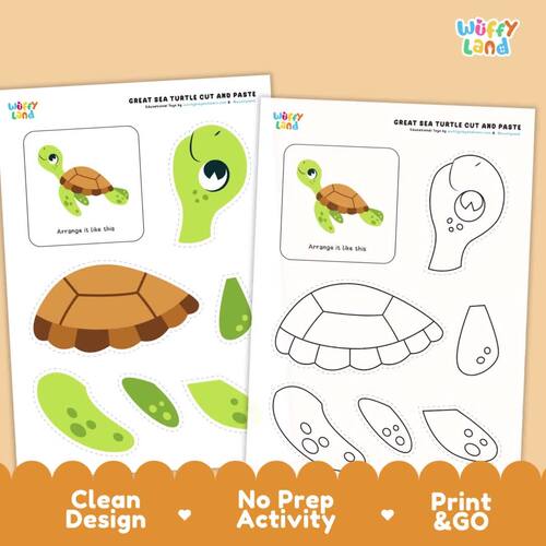 Great Sea Turtle Craft Cut and Paste & Coloring Pages | Ocean Animal ...