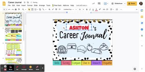 Career Journal Activity --PAPER/DIGITAL! Make thinking about their ...