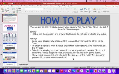 Connect Four Review Game Template Editable Interactive Powerpoint ...