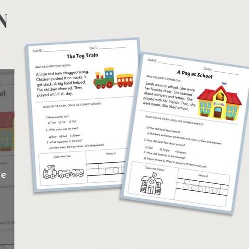 Kindergarten Reading Comprehension Worksheets | Short Stories ...