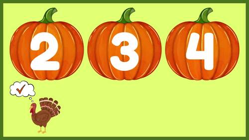 Kindergarten Thanksgiving Missing Number Order to 10 Math Fluency Activity
