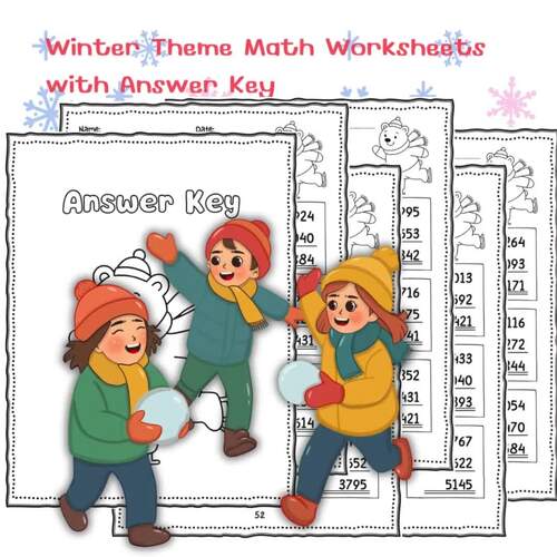 Winter Subtraction Within 10000 Worksheets | 50 Practice Pages + 50 ...