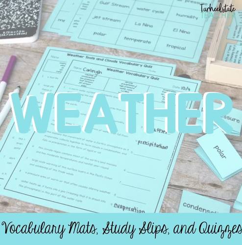 Weather Climate Unit Vocabulary Activities and Quiz 4th 5th Grade ...