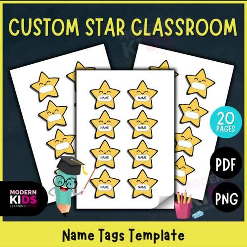 Custom Star Classroom Name Tags by ModernKids LearningPress | TPT