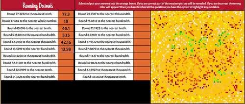 Rounding Decimals To Any Place Thanksgiving Fall Math Pixel Art | TPT