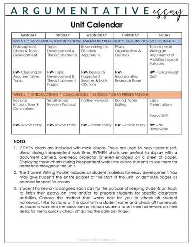 Argumentative Writing Unit For High School 2 Weeks With PDF GOOGLE 