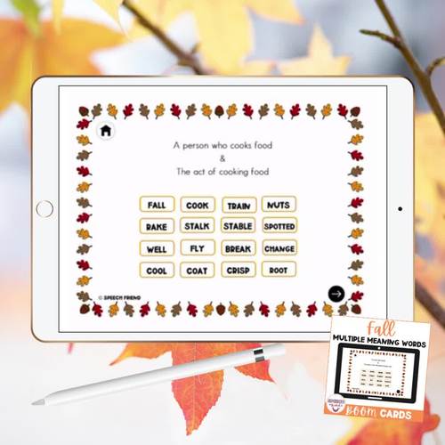 Fall Multiple Meaning Words Boom Cards by Speech Friend | TPT