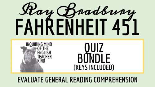 Fahrenheit 451 by Ray Bradbury Quiz and Answer Key Bundle (Printable)