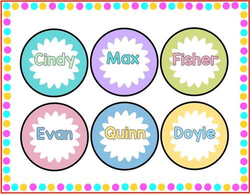 Printable Student Name Tags, Vibrant Classroom Labels, Round Name Posters
