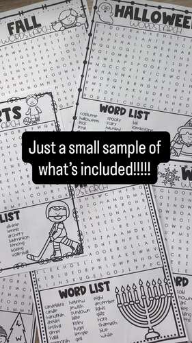 Fall Halloween Word Search Puzzle Bundle Early Finisher Packets Fun Packets
