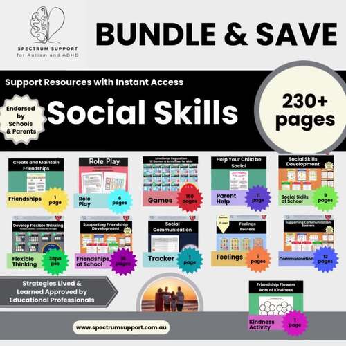 Social Skills ADHD & Autism Resource Bundle Communication Friendship Games