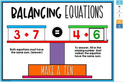 Balancing Equations: Making Ten – Boom Cards | TPT