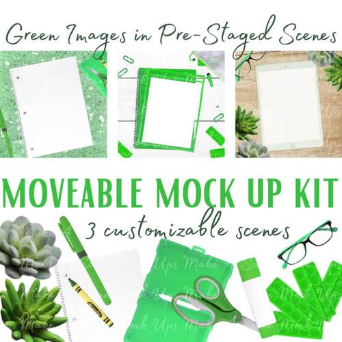 Green Themed Mock Up with 3 Scenes - Moveable Images and Customizable ...