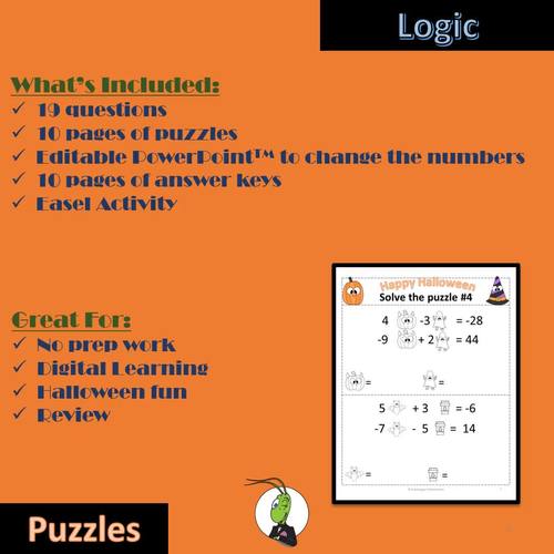 Halloween Solving Systems of Equations for Logic Puzzles in Algebra