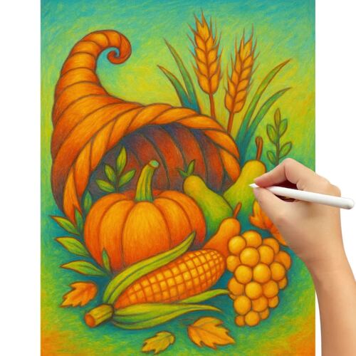 Cornucopia Coloring Pages | Fall Harvest Thanksgiving Printable Fun