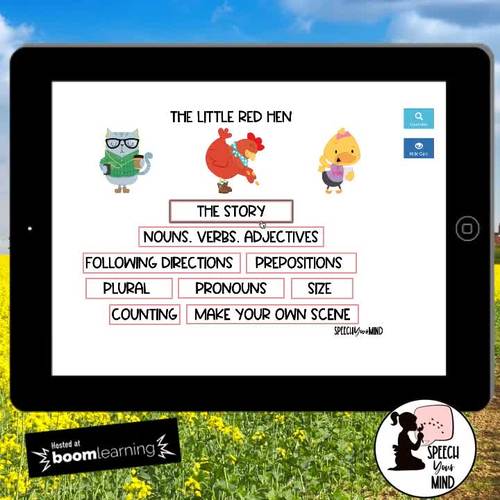 Distance Learning The Little Red Hen Boom Cards™ BUNDLE Language & Concepts